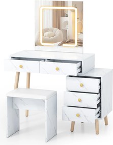 Costway Toaletní stolek se zrcadlem a osvětlením Make-up set s 3 světelnými