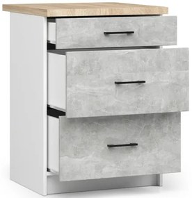 Kuchyňská skříňka OLIVIA S60 3SZ - bílá/beton