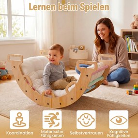 Costway Lezecký oblouk dřevěný Montessori lezecký houpací houpačka s měkkým