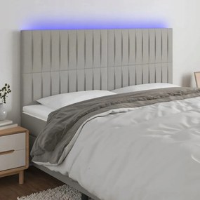 Čelo Postele S Led Tmavě Šedé Textil Světle šedá 200 x 5 x 118/128 cm