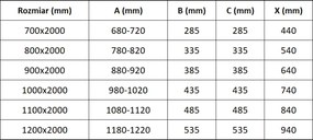 Mexen Exo, dvojité výklopné sprchové dveře, 110 cm, transparentní sklo, černá, 8182-110-000-70-00
