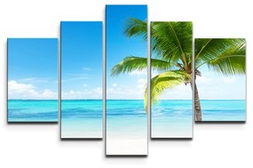 Sablio Obraz - 5-dílný Palma na pláži - 125x90 cm