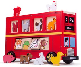 Bigjigs Toys Dřevěný autobus se zvířátky