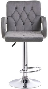 LuxuryForm Barová židle  BOSTON VELUR na stříbrném talíři - šedá