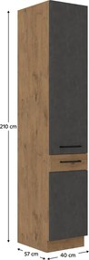 Vysoká skříňka, šedá matná / dub lancelot, VEGA 40 DK-210 2F
