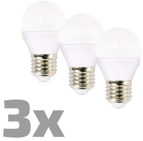 ECOLUX LED žárovka 3-pack , miniglobe, 6W, E27, 3000K, 450lm, 3ks