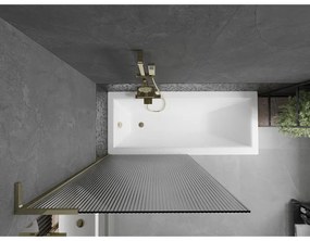 Mexen Next L, 1-křídlová vanová zástěna 90 x 150 cm, 6mm sklo s žebrovým vzorem, zlatý lesklý profil, 895-090-000-03-09-50