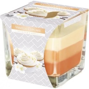 Vonná svíčka tříbarevná ve skle vanilla cupcake 170 g (BISPOL)