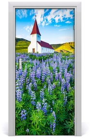 Fototapeta samolepící na dveře kostel květiny 85x205 cm
