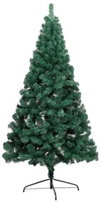 vidaXL Umělý vánoční půl stromek s LED a sadou koulí zelený 240 cm