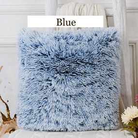 Moderní povlak na polštářek s dlouhým chlupem (43x43 cm) Barva: modrá