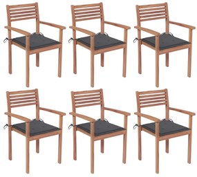 Stohovatelné zahradní židle s poduškami 6 ks masivní teak,  3072572