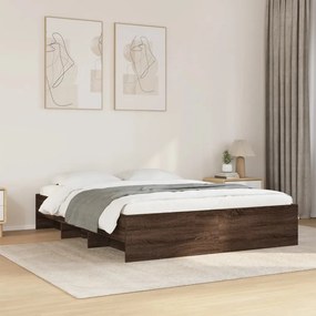 Rám postele bez matrace hnědý dub 150 x 200 cm kompozitní dřevo 3295652