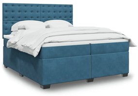 Box spring postel s matrací modrá 200 x 200 cm samet 3293318