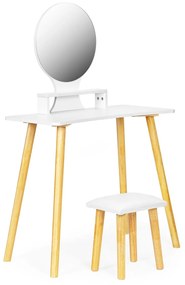 Kosmetický toaletní stolek s taburetem Elegant bílý