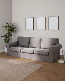 Potah na pohovku IKEA  Ektorp 3-místná, rozkládací STARÝ MODEL PIXBO barva šedá látka lesklé, sametová