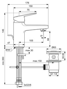 Ideal Standard Ceraplan - Umyvadlová baterie nízkotlaká s kovovou odtokovou garniturou, chrom BD217AA