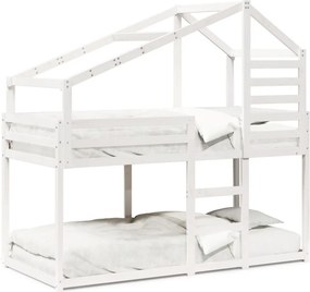Patrová postel se střechou bílá 80x200 cm masivní borové dřevo 3281959