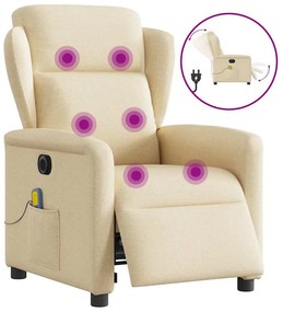 Elektrické masážní polohovací křeslo krémové textil 3303132