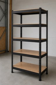 Fistar Regál 200x90x60 cm lakovaný 5-policový, nosnost 875 kg - ČERNÝ