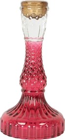 Růžový skleněný svícen na úzkou svíčku Colorful Garden - Ø 9*17 cm