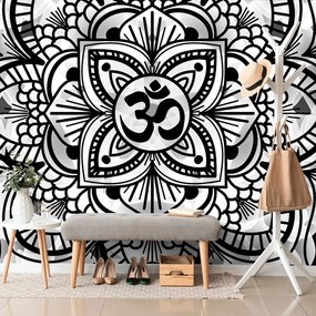 Samolepící tapeta Mandala zdraví v černobílém provedení - 375x250 cm