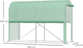 Zahradní skleník Outsunny PE, balkonový skleník, zesílená plachta 140 g/m², ocelová konstrukce, rolovací zipový vchod, pro rostliny, květiny a zeleni…