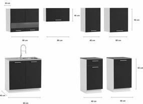 Kuchyňská linka LUIZA III 240x180 - Bílá + beton