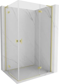 Mexen Mist-H L Duo, 2-křídlý ​​sprchový kout 70 x 95 cm, čiré sklo, zlatý matný profil, 8A5L-070L-095P-55-00