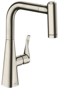 Hansgrohe Metris - Páková kuchyňská baterie 220 s odnímatelnou sprškou, vzhled nerezu 14834800