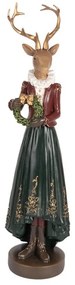 Vánoční dekorace figurka jelení dáma s věnečkem - 9*8*37 cm
