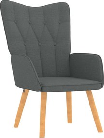 Relaxační křeslo se stoličkou tmavě šedé textil 327535
