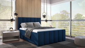 SFAB Kontinentální čalouněná postel PESCARA (160x200 cm) Látka Velutto: Velutto 11 - Modrá