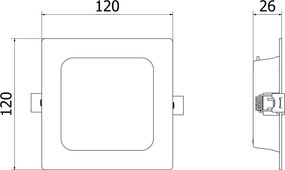 Mexen LDRR, LED stropní svítidlo pro zapuštění 12 x 12 cm, 6W, neutrální - 4000K, 600 lm, bílá - L211-012-0640-20
