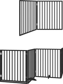 Zábrana pro psy s dvířky skládací 6 panelů černá 480 cm topol 3155573