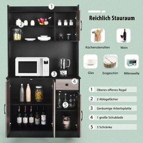 Costway Kuchyňská skříňka 180 cm s nabíjecí stanicí a pracovní deskou