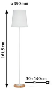 Paulmann 79634 Neordic Stellan, stojací lampička ze dřeva, kovu a bílé látky, 1x20W LED E27, výška 161cm