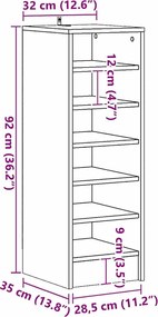 vidaXL Botník 32x35x92 cm kompozitní dřevo [809003] Barva: Bílá