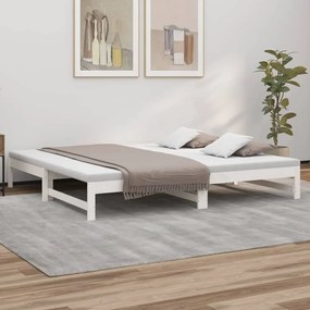 Výsuvná postel bílá 2x (100 x 200) cm masivní borovice,  823400