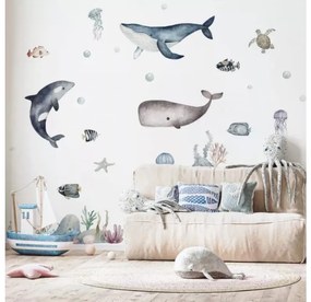 Samolepka na zeď do dětského pokoje Velryby Velikost: L