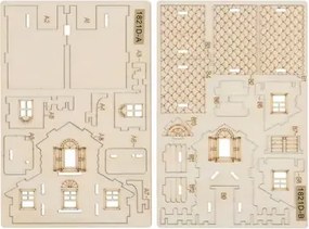 TEDDIES Dřevěné 3D puzzle domeček / Stavebnice / 4 druhy / Dřevo / od