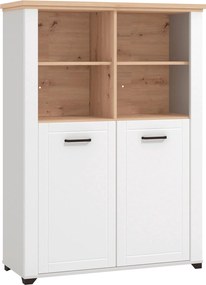 XXXLutz VITRÍNA, bílá, dub artisan, 104/143/41 cm Landscape - Kredence a vitríny - 000834013206