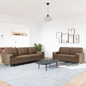 2dílná sedací souprava s polštáři hnědá textil 3278338
