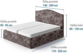 Bielastické potahy MARMO hnědé postel (š. 140 - 200 cm)