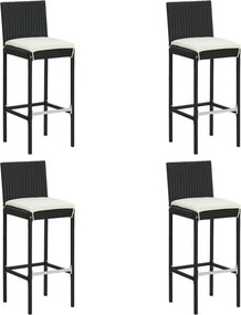 5dílný zahradní barový set s poduškami černý polyratan 3187625