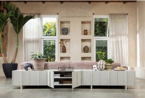 Světle šedý TV stolek z borovicového dřeva 152x53x46 cm Basu – WOOOD