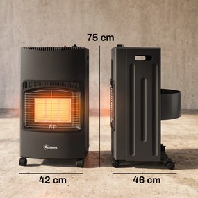 Outsunny Plynový topič venkovní 1,5-4,2 kW sklopný terasový topič s kolečky, ochranným krytem, 3 výkonnostními stupni, hadicí