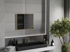Mexen Loft, obdélníkové koupelnové zrcadlo 60 x 50 cm, barva rámu zlatá lesklá, 9852-060-050-000-50