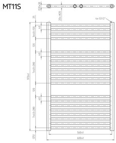 Mereo Mereo, Otopný žebřík rovný, bílý, středové připojení, MT11S