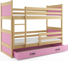 BMS Group Dětská patrová postel s úložným prostorem RICO borovice Velikost postele: 160x80 cm, Barva šuplíku: Grafit